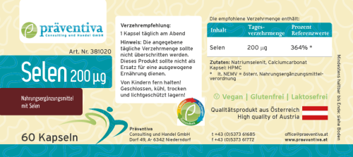 Selen 200mcg (60) - Präventiva Consulting und Handel GmbH - Shop ...